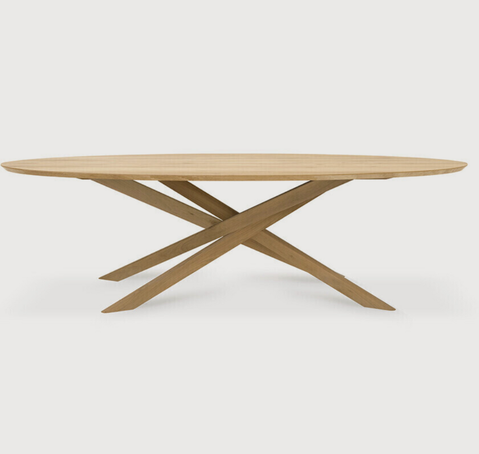 Oak Oval Multi Cross Base Dining Table – Big Chair Living